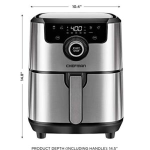 CHEFMAN Air Fryer Healthy Cooking, 4.5 Qt,User Friendly and Dual Control Temperature, Nonstick Stainless Steel, Dishwasher Safe Basket, w/ 60 Minute Timer & Auto Shutoff