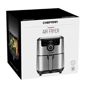 CHEFMAN Air Fryer Healthy Cooking, 4.5 Qt,User Friendly and Dual Control Temperature, Nonstick Stainless Steel, Dishwasher Safe Basket, w/ 60 Minute Timer & Auto Shutoff