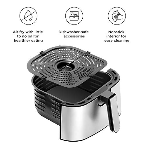 CHEFMAN Air Fryer Healthy Cooking, 4.5 Qt,User Friendly and Dual Control Temperature, Nonstick Stainless Steel, Dishwasher Safe Basket, w/ 60 Minute Timer & Auto Shutoff