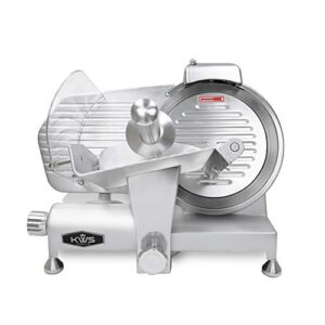 kws ms-10es all metal 320w electric meat slicer 10-inch with 304 stainless steel blade & extended back space, frozen meat/cheese/food slicer low noise commercial and home use [ etl, nsf certified ]