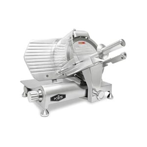 KWS MS-10ES All Metal 320W Electric Meat Slicer 10-Inch with 304 Stainless Steel Blade & Extended Back Space, Frozen Meat/Cheese/Food Slicer Low Noise Commercial and Home Use [ ETL, NSF Certified ]