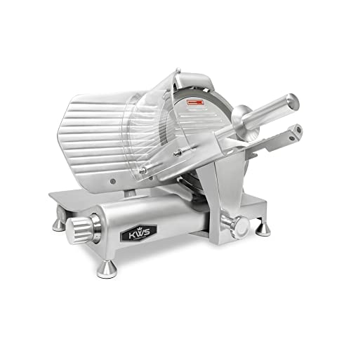 KWS MS-10ES All Metal 320W Electric Meat Slicer 10-Inch with 304 Stainless Steel Blade & Extended Back Space, Frozen Meat/Cheese/Food Slicer Low Noise Commercial and Home Use [ ETL, NSF Certified ]