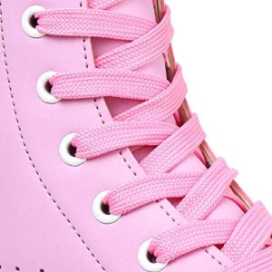 Comeon Women Roller Skates PU Leather High-top Roller Skates Four-Wheel Roller Skates Double Row Shiny Roller Skating for Indoor Outdoor (Pink Flash,10 M US)