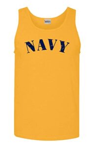 societee new graphic navy training army military gear us men's tank top (gold, medium)