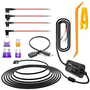 type c port dash cam hardwire kit iiwey 13ft 12v 24v to 5v mini hard wire kit fuse for dashcam, micro car dash camera charger power cord with lp/mini/ato/micro2 fuse for dash cam, gps navigator