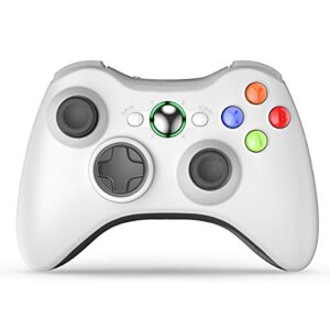 voyee wireless controller compatible with microsoft xbox 360 & slim/pc windows 10/8/7, with upgraded joystick/double shock (white)