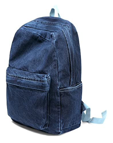 YunZh Denim Backpack Casual Style Lightweight Jeans Backpacks Classic Retro Travel Daypack