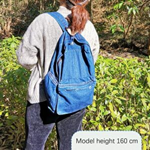 YunZh Denim Backpack Casual Style Lightweight Jeans Backpacks Classic Retro Travel Daypack