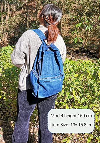 YunZh Denim Backpack Casual Style Lightweight Jeans Backpacks Classic Retro Travel Daypack