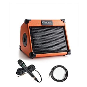 acoustic guitar amplifier, 20 watt bluetooth amp for guitar acoustic with reverb chorus effect, 3 band eq（including microphone and audio cable）