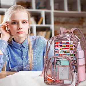 Clear Backpack, Transparent Bookbag Heavy Duty See Through Backpacks for Women - Pink