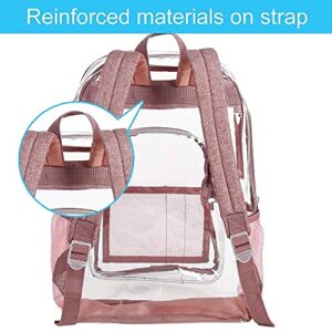 Clear Backpack, Transparent Bookbag Heavy Duty See Through Backpacks for Women - Pink