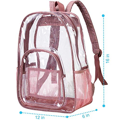 Clear Backpack, Transparent Bookbag Heavy Duty See Through Backpacks for Women - Pink