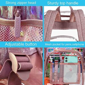 Clear Backpack, Transparent Bookbag Heavy Duty See Through Backpacks for Women - Pink