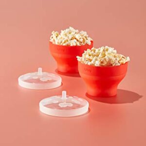 Lékué Mini Microwave Popcorn Maker, Set of 2, Red