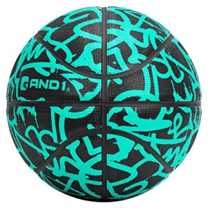 AND1 Fantom Rubber Basketball & Pump (Graffiti Series)- Official Size 7 (29.5”) Streetball, Made for Indoor and Outdoor Basketball Games (Mint)