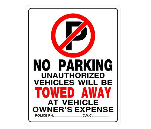 Hillman Group 842196 19 x 15 in. White Plastic Space No Parking Vehicles Will Be Towed Sign - 6 Piece66