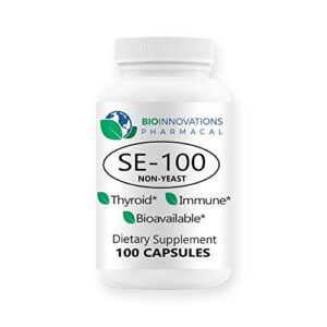 bio-innovations pharmacal se-100 100 mcg (100 count) - pure selenium yeast-free supports immune, cardiovascular, and thyroid health