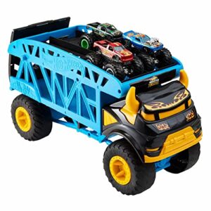 Hot Wheels - Monster Trucks Transport Truck, Includes 3 Cars, Multicolor (Mattel GGB64)