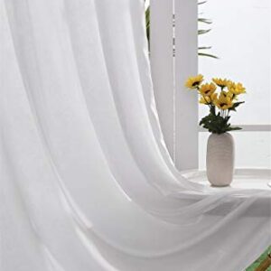 Yancorp Non-See-Through Velvet Opaque Privacy Curtains 2 Panels Drapes for Living Room Bedroom Doorway Divider Semi Sheer Curtain White 45 inches Kitchen Window Panels (White, W33 xL45)