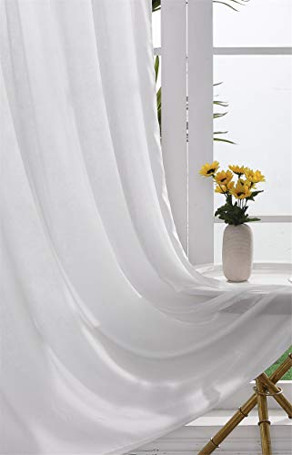 Yancorp Non-See-Through Velvet Opaque Privacy Curtains 2 Panels Drapes for Living Room Bedroom Doorway Divider Semi Sheer Curtain White 45 inches Kitchen Window Panels (White, W33 xL45)