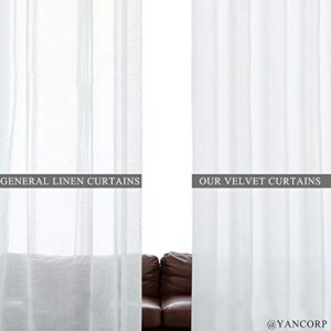 Yancorp Non-See-Through Velvet Opaque Privacy Curtains 2 Panels Drapes for Living Room Bedroom Doorway Divider Semi Sheer Curtain White 45 inches Kitchen Window Panels (White, W33 xL45)