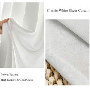 Yancorp Non-See-Through Velvet Opaque Privacy Curtains 2 Panels Drapes for Living Room Bedroom Doorway Divider Semi Sheer Curtain White 45 inches Kitchen Window Panels (White, W33 xL45)