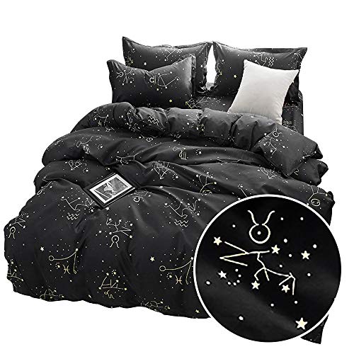 ZHH E-COMMERCE Kid's Mysterious Constellation Duvet Cover Twin Size and Stars Beding Set Queen Size with Bed Sheet for Bedroom Decor