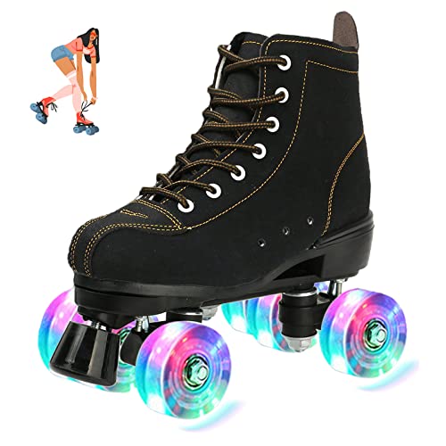 jessie High-Top Roller Skates for Men Women Outdoor and Indoor Roller Skates for Beginner Classic Four-Wheel Roller Skate with Shoes Bag