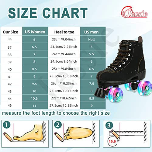 jessie High-Top Roller Skates for Men Women Outdoor and Indoor Roller Skates for Beginner Classic Four-Wheel Roller Skate with Shoes Bag