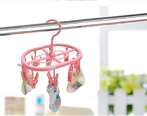 NL Foldable Clothes Drying Rack, Plastic Clothes Hanger, Drying Clip Hanger, Hangers with 8 Clips/Hooks, Fordable Laundry Drying Rack by Lake Tian, Three Colors (Blue)