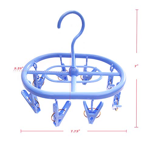 NL Foldable Clothes Drying Rack, Plastic Clothes Hanger, Drying Clip Hanger, Hangers with 8 Clips/Hooks, Fordable Laundry Drying Rack by Lake Tian, Three Colors (Blue)