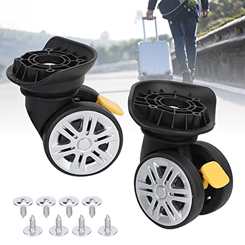 RiToEasysports 1 Pair Universal Mute Luggage Suitcase Wheels Replacement with Brake for Suitcase Parts