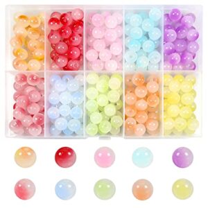 toaob 250pcs glass beads for jewelry making 10 colors 8mm round crystal beads gradient gemstone beads bracelet making kit for necklace jewelry making and diy crafts