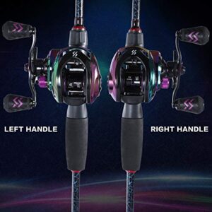 Sougayilang Baitcasting Reels - Colorful Fishing Reel, 8.0：1 Gear Ratios, 9+1 BB, Magnetic Braking System - Right