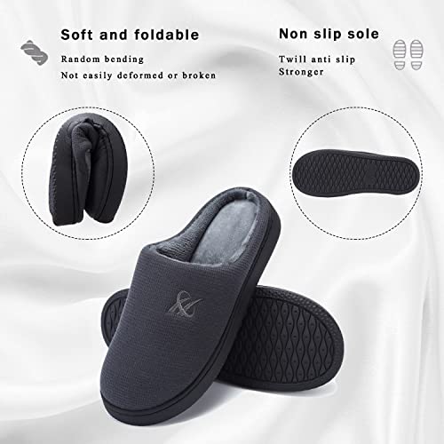 landeer Women's and Men's Memory Foam Slippers Casual House Shoes (DarkGray,Women7-8/Men5-6)