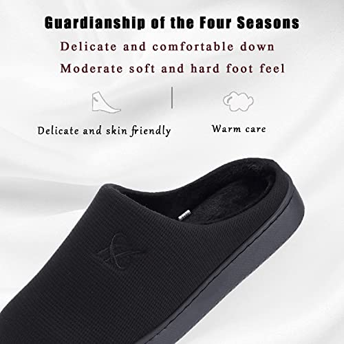 landeer Women's and Men's Memory Foam Slippers Casual House Shoes (AllBlack,Women7-8/Men5-6)