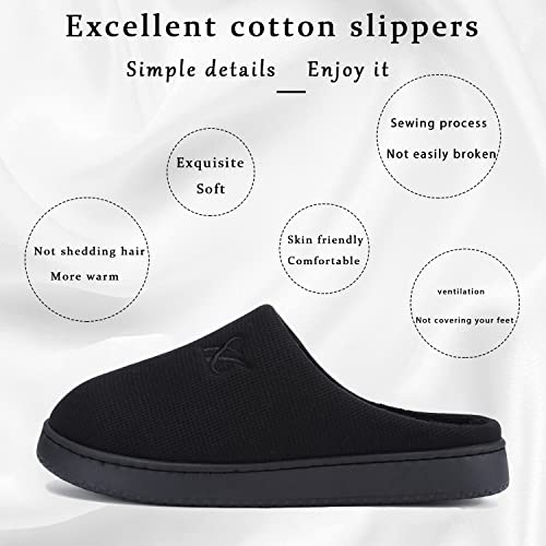 landeer Women's and Men's Memory Foam Slippers Casual House Shoes (AllBlack,Women7-8/Men5-6)