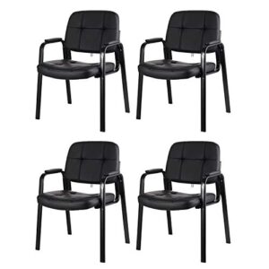 clatina waiting room guest chair with bonded leather padded arm rest for office reception and conference desk black 4 pack