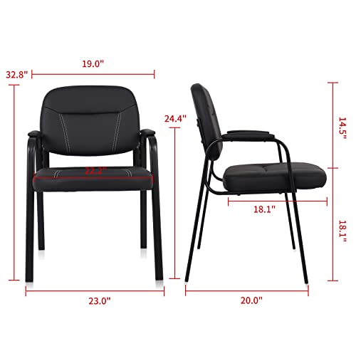 CLATINA Waiting Room Guest Chair with Bonded Leather Padded Arm Rest for Office Reception and Conference Desk Black 4 Pack