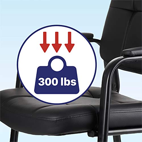 CLATINA Waiting Room Guest Chair with Bonded Leather Padded Arm Rest for Office Reception and Conference Desk Black 4 Pack