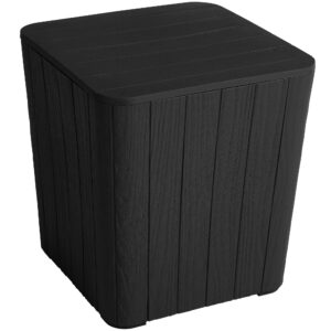 yitahome 11.5 gallon outdoor side table with storage small end table for coffee, patio decor,cushions(black)