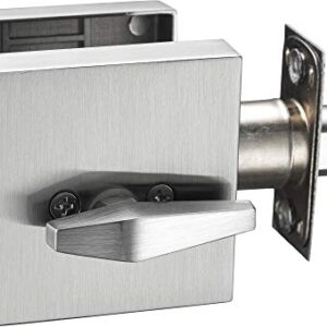 Berlin Modisch Contemporary Square Entry Lever Door Handle and Single Cylinder Deadbolt Locking Lever Handle Set [Front Door or Office] Right & Left Sided Doors Heavy Duty – Satin Nickel Finish