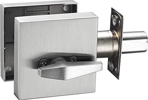 Berlin Modisch Contemporary Square Entry Lever Door Handle and Single Cylinder Deadbolt Locking Lever Handle Set [Front Door or Office] Right & Left Sided Doors Heavy Duty – Satin Nickel Finish