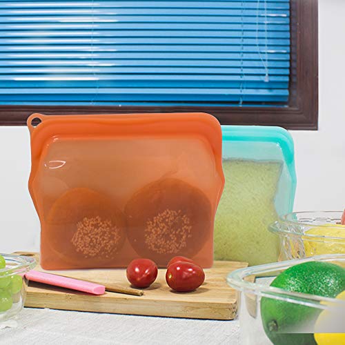 Ndem Me Foh Reusable Silicone Bag Set for Food Storage | Freezer Bags with Ziplock Seal for Fresh Lunch & Snack | BPA, Plastic Free Leakproof Container Bag for Vegetable | Airtight Seal Food Saver