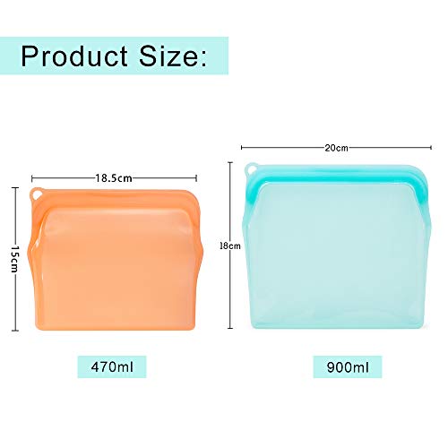 Ndem Me Foh Reusable Silicone Bag Set for Food Storage | Freezer Bags with Ziplock Seal for Fresh Lunch & Snack | BPA, Plastic Free Leakproof Container Bag for Vegetable | Airtight Seal Food Saver