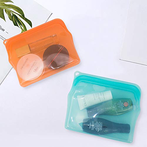 Ndem Me Foh Reusable Silicone Bag Set for Food Storage | Freezer Bags with Ziplock Seal for Fresh Lunch & Snack | BPA, Plastic Free Leakproof Container Bag for Vegetable | Airtight Seal Food Saver