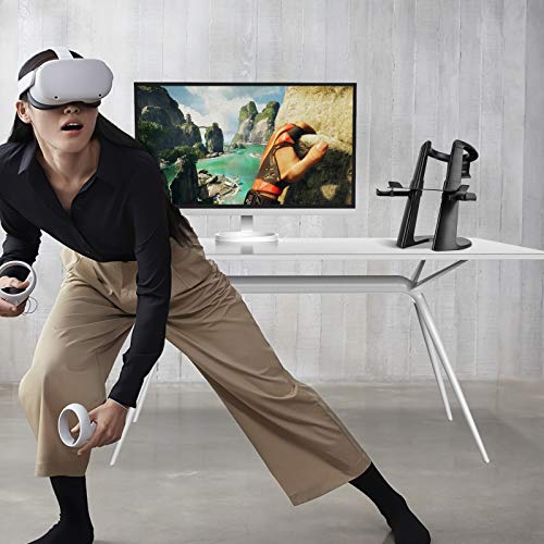 SARLAR VR Stand, Display Holder for Oculus Quest 2/ Quest/Rift S/Valve Index Headset and Touch Controllers Accessories