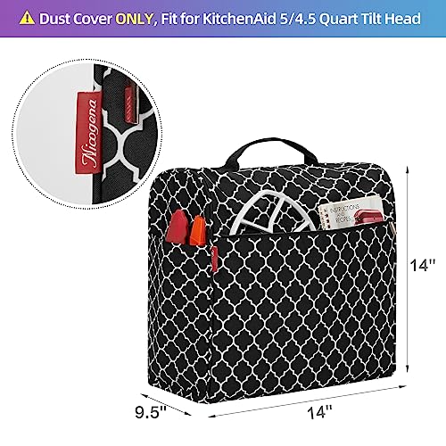 NICOGENA Stand Mixer Cover Compatible with KitchenAid 5/4.5Quart Tilt Head, Dust Cover with Zipper Pocket for Accessories, Lantern Black