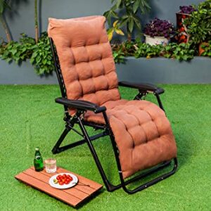 Oversized Zero Gravity Chair, Lawn Recliner, Reclining Patio Lounger Chair, Folding Portable Chaise, with Detachable Soft Cushion, Cup Holder, Adjustable Headrest, Support 500 lbs. (Black Cushion)